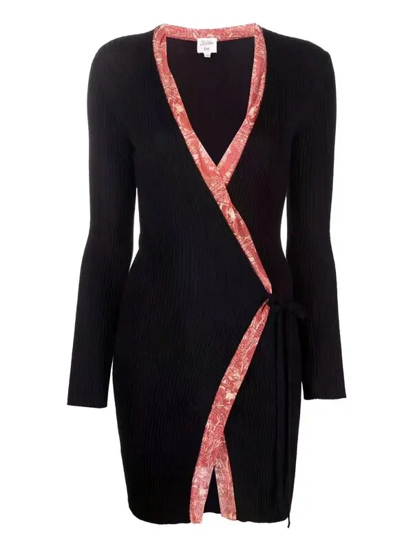 Jean Paul Gaultier 1990s Ribbed Wrap Cardigan - Black