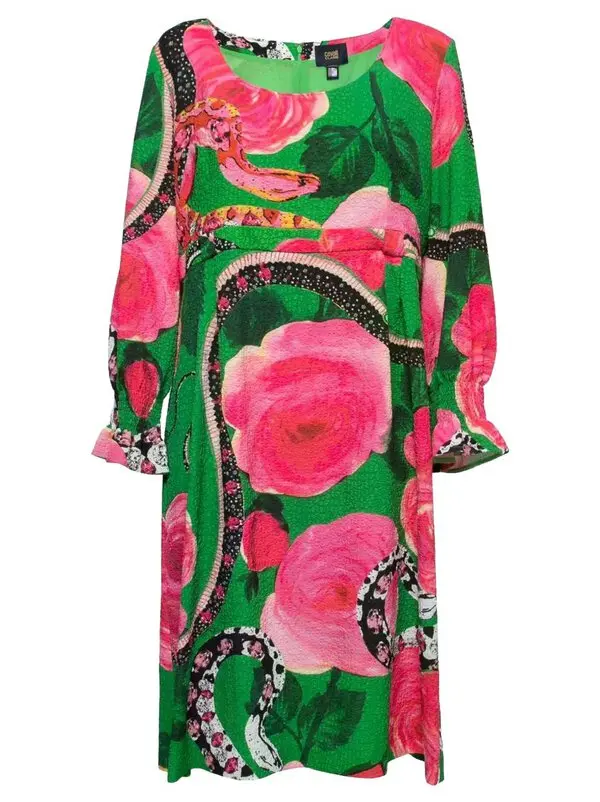 Roberto Cavalli Floral-print Midi Dress - Green