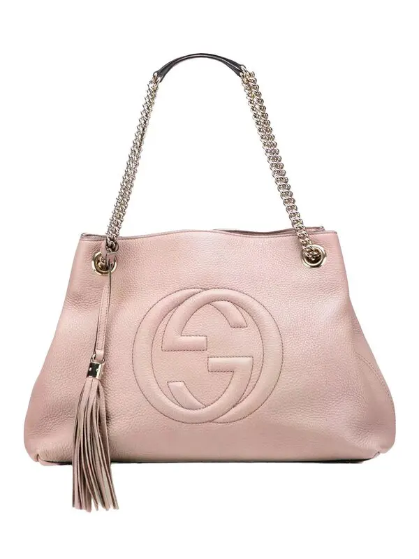 Gucci Medium Leather Soho Chain Tote Bag - Pink