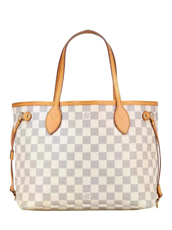 LOUIS VUITTON Damier Azur Neverfull Pm Tote Bag - White