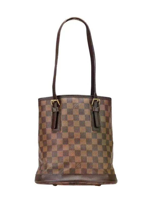 LOUIS VUITTON 1997 Damier Ebene Marais Bucket Bag - Brown