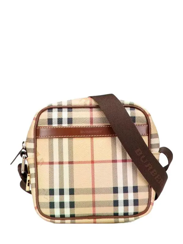 Burberry Haymarket Check Canvas Crossbody Bag - Brown