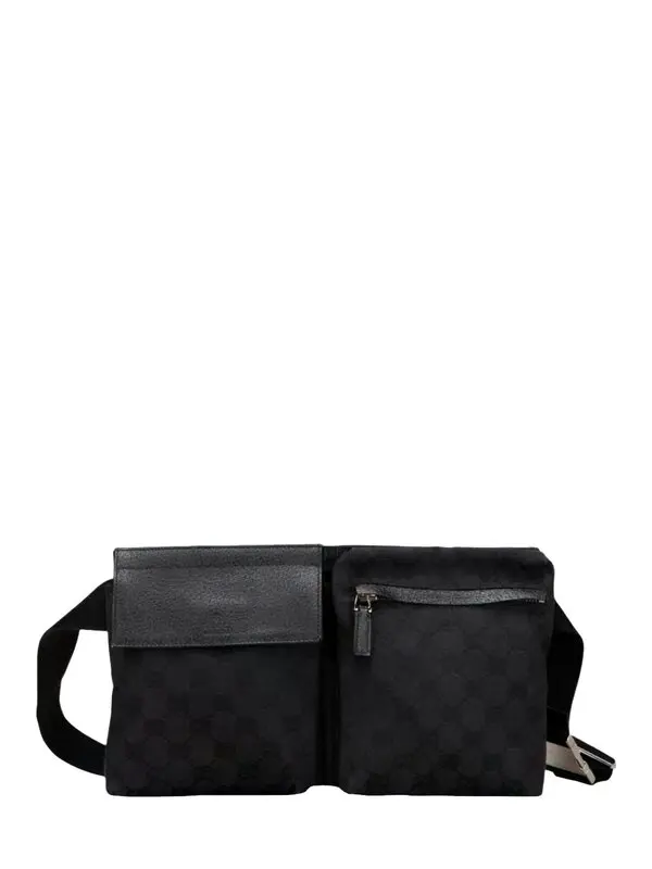 Gucci Gg Canvas Double Pocket Belt Bag - Black