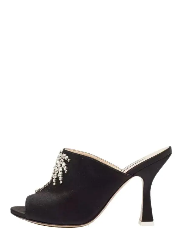 Attico 100mm Crystal-embellished Satin Mules - Black