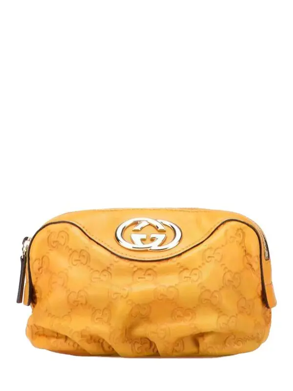 Gucci Ssima Embossed Leather Pouch - Yellow