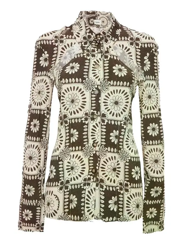 Nanushka Floral Cutout Blouse - Brown