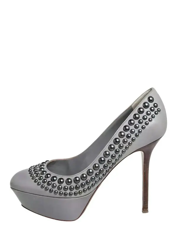 SERGIO ROSSI 120mm Leather Heeled Pumps - Grey