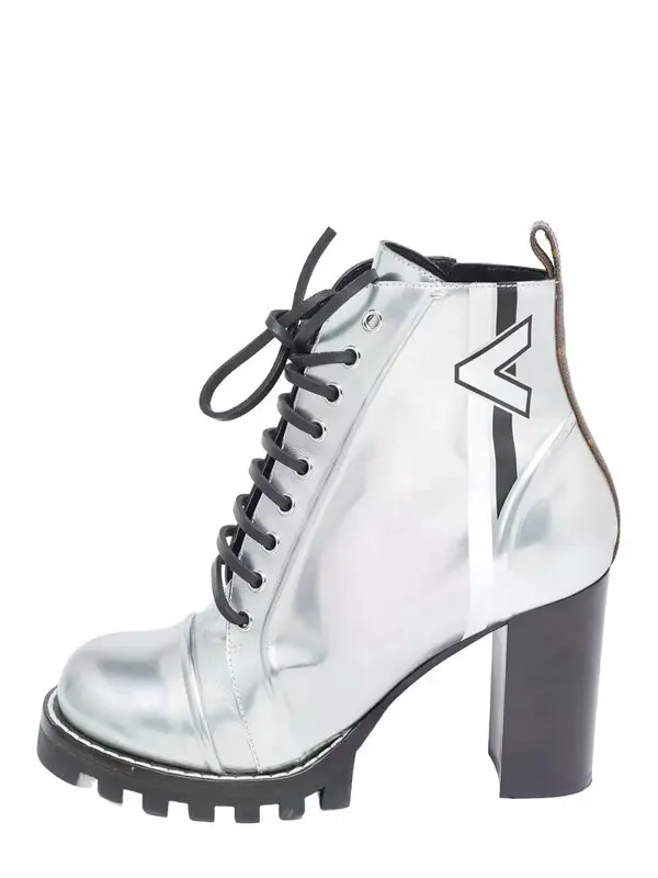 LOUIS VUITTON 120mm Leather Ankle Boots - Silver
