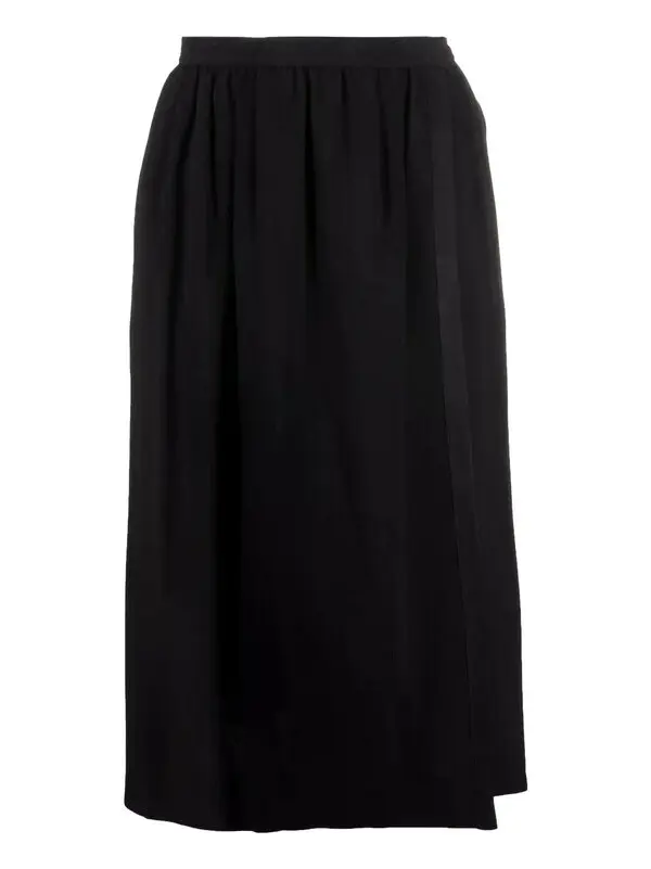 Saint Laurent 1970s High-waisted Silk Skirt - Black