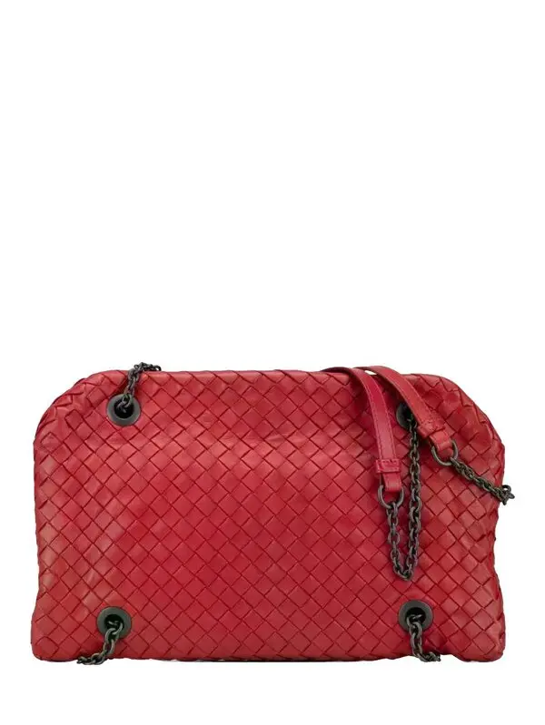 Bottega Veneta Nappa Intrecciato Duo Shoulder Bag - Red