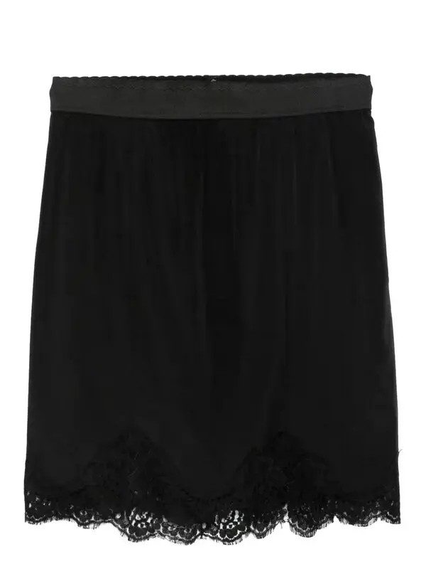 Dolce & Gabbana 2000s Lace-trim Midi Skirt - Black