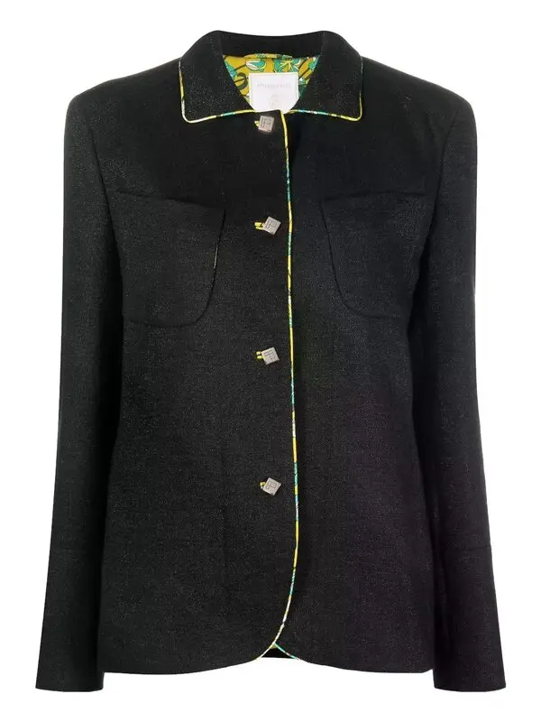 Emilio Pucci 2000s Contrast-trim Wool Jacket - Black