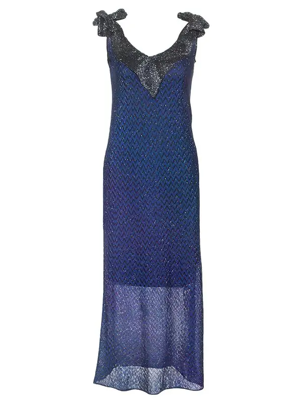 Missoni V-neck Zigzag Dress - Blue