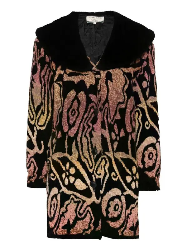A.N.G.E.L.O. VINTAGE CULT 1980s Intarsia-knit Coat - Black