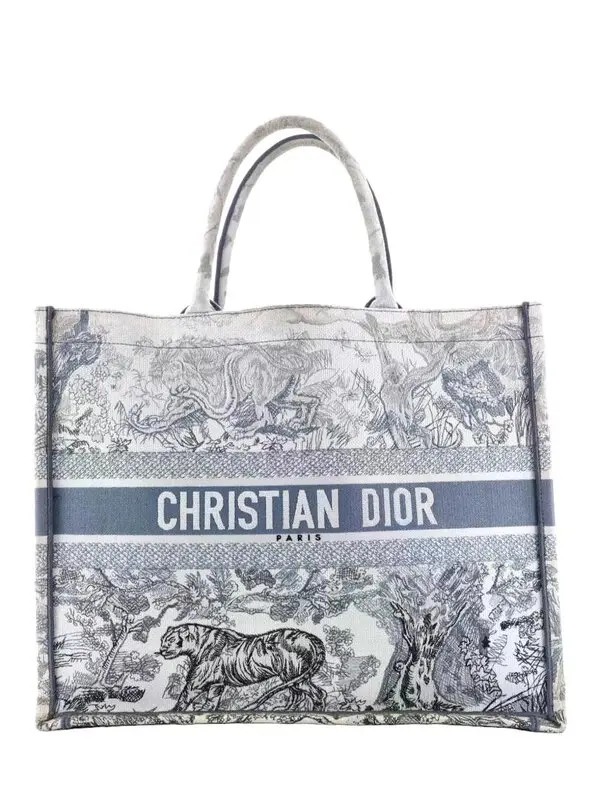 Dior Book Embroidered Canvas Large Tote Bag - White