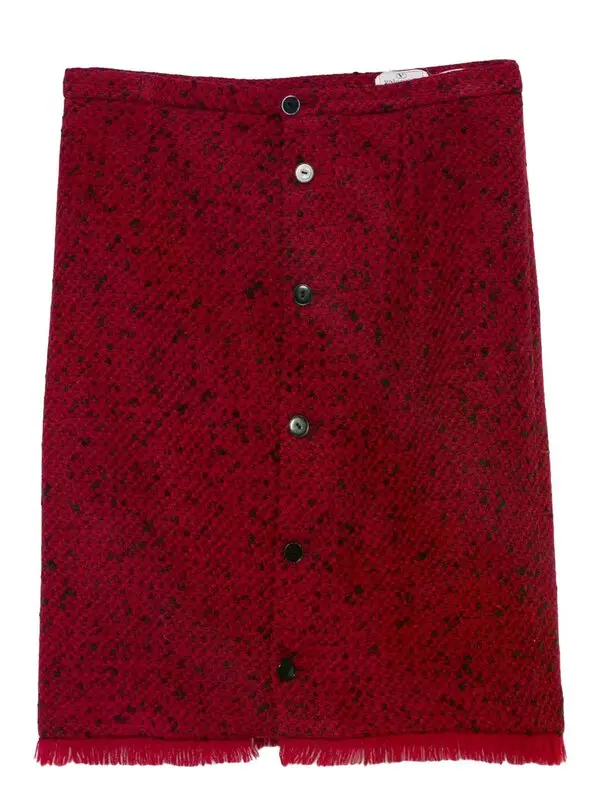 Valentino Garavani 1980s Frayed Midi Skirt - Red