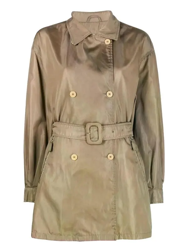 Prada 2000s Double-breasted Belted Trench Coat - Neutrals