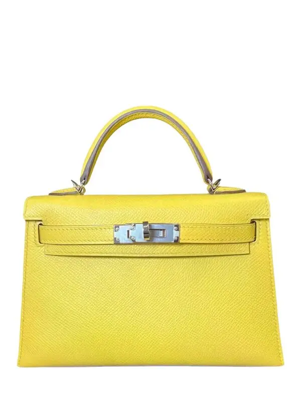 Hermès 2022 Mini Kelly 20 Sellier Epsom Palladium-hardware Tote Bag - Yellow