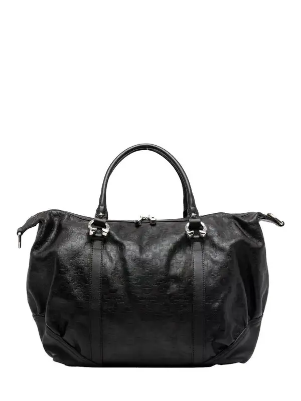Gucci Embossed Leather Horsebit Satchel - Black