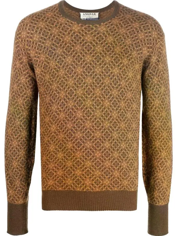 A.N.G.E.L.O. VINTAGE CULT 1970s Geometric Cashmere Jumper - Brown
