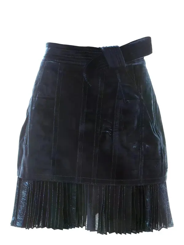 3.1 Phillip Lim Pleated-trim Velvet Skirt - Blue