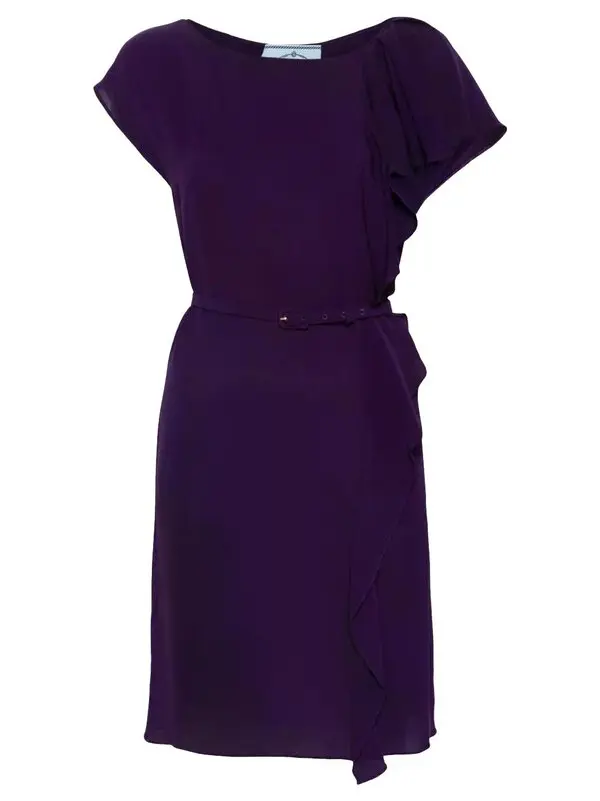 Prada 1990s Draped Silk Dress - Purple
