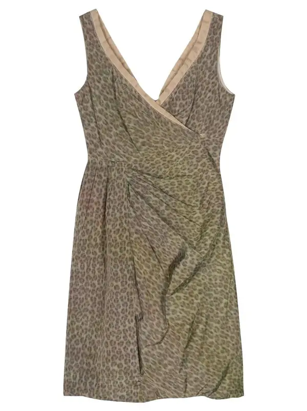 Prada 2000s Leopard-print Asymmetric Midi Dress - Neutrals