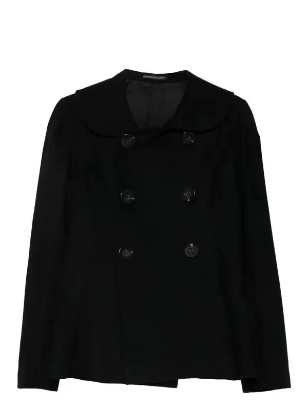 Yohji Yamamoto 2000s Double-breasted Wool-blend Jacket - Black
