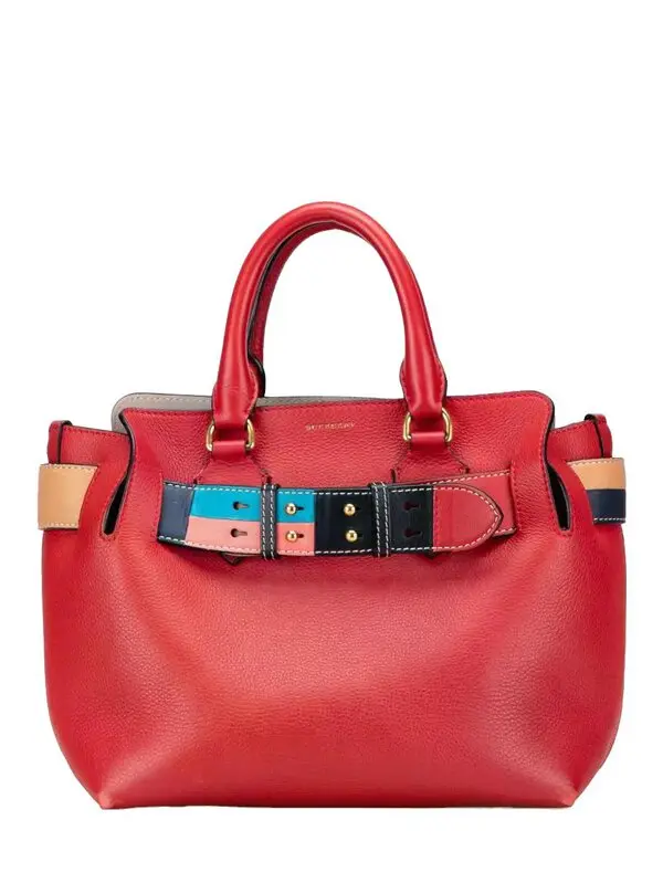 Burberry Pre-owned Grained Calfskin Belt Satchel - Red
