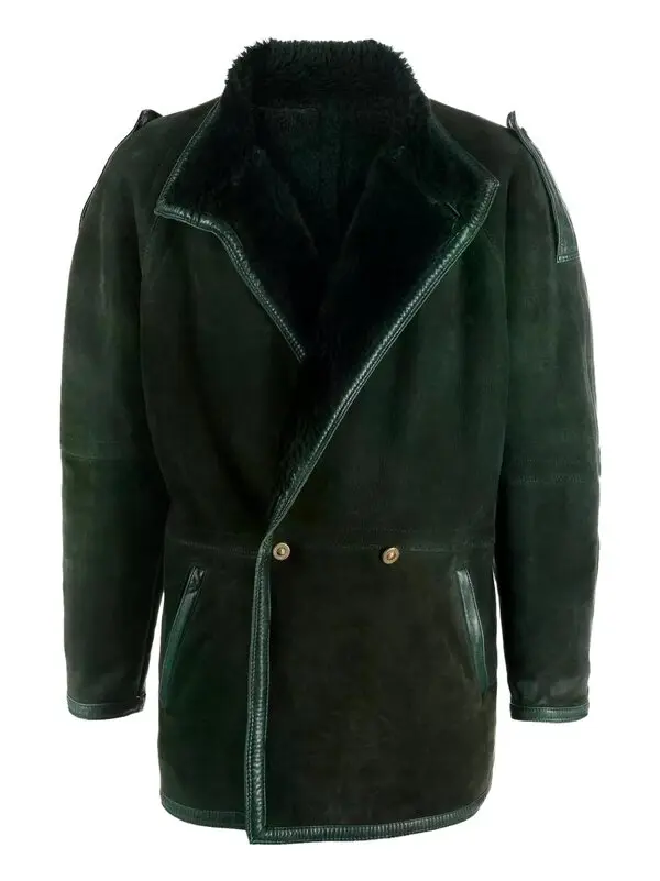 Versace 1980s Double-breasted Shearling Coat - Green