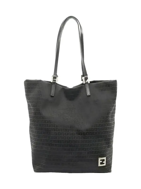 Fendi 2000s Zucchino Patterned Leather Shoulder Bag - Black