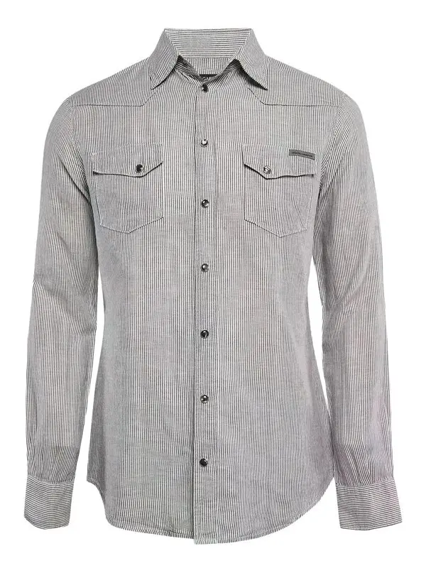 Dolce & Gabbana Striped Pocketed Shirt - Grey