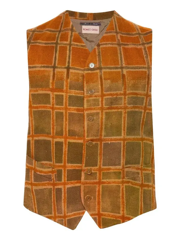 ROMEO GIGLI 1990s Check-pattern Waistcoat - Orange