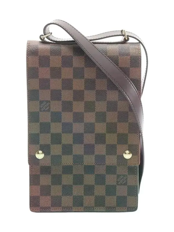 LOUIS VUITTON 2000 Damier Ebene Portobello Crossbody Bag - Brown