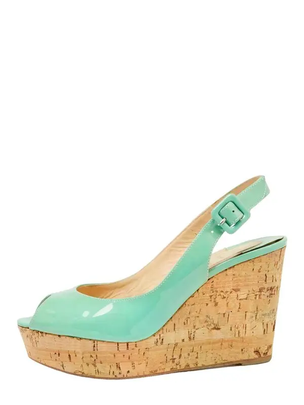 CHRISTIAN LOUBOUTIN 90mm Peep-toe Wedge Sandals - Green