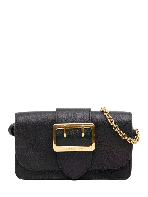 Burberry Mini Soft Grain Calfskin Buckle Crossbody Bag - Black