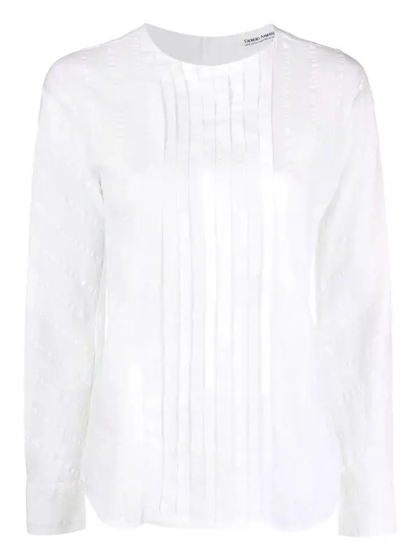 Giorgio Armani 1970s Pleated Button-up Shirt - White