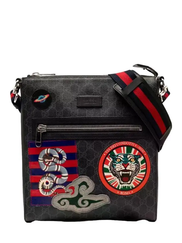 Gucci Gg Supreme Night Courier Messenger Bag - Black