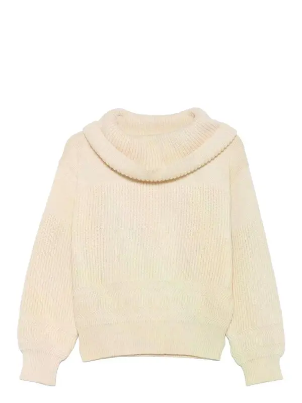 Issey Miyake 1980s Cowl-neck Ribbed Knit Sweater - Neutrals