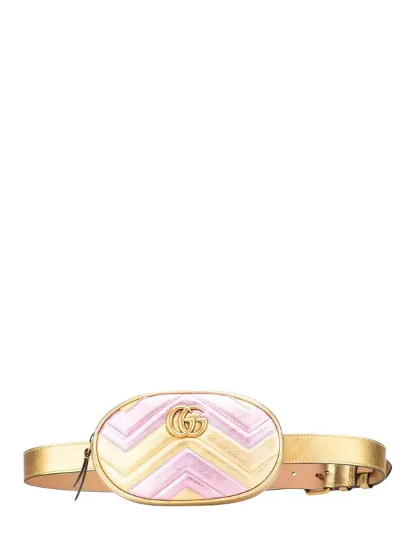 Gucci Gg Marmont Matelassé Leather Belt Bag - Gold