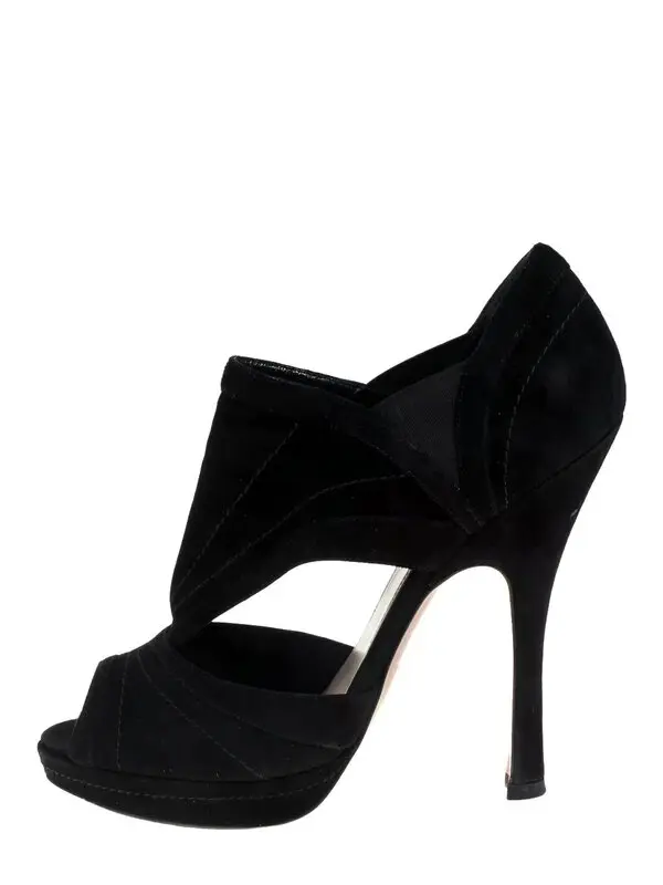 Prada Suede Cut-out Platform Booties - Black