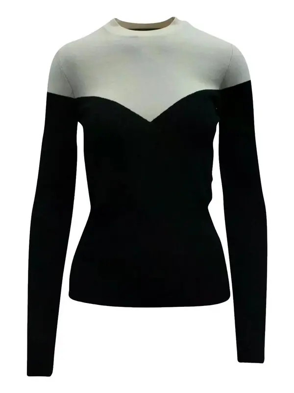 Paule Ka Bi-colour Ribbed Top - Black