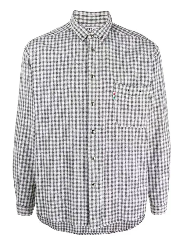 Moschino 1990s Checkered Press-stud Shirt - Black