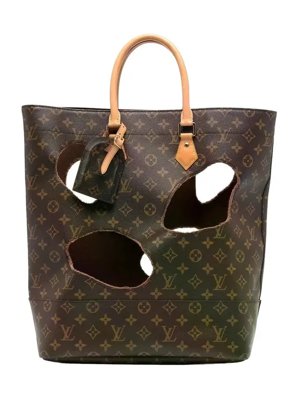 LOUIS VUITTON X Comme Des Garçons Burned Holes Monogram Tote Bag - Brown