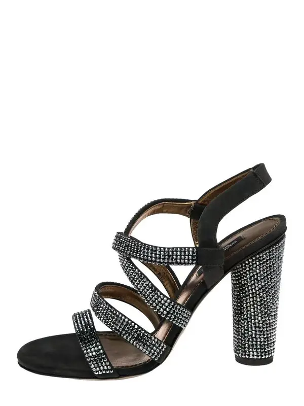 Dolce & Gabbana 100mm Crystal-embellished Suede Sandals - Black