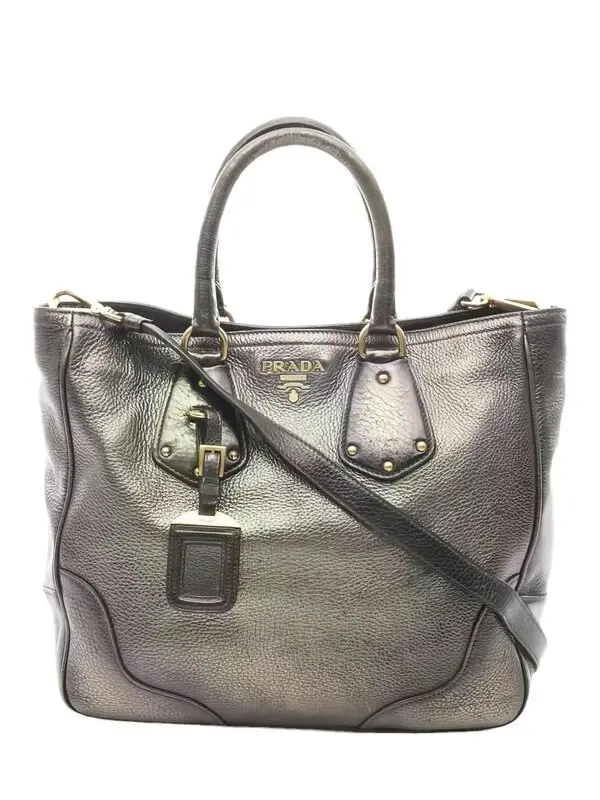 Prada 2000s Daino Metallic-effect Tote Bag - Brown