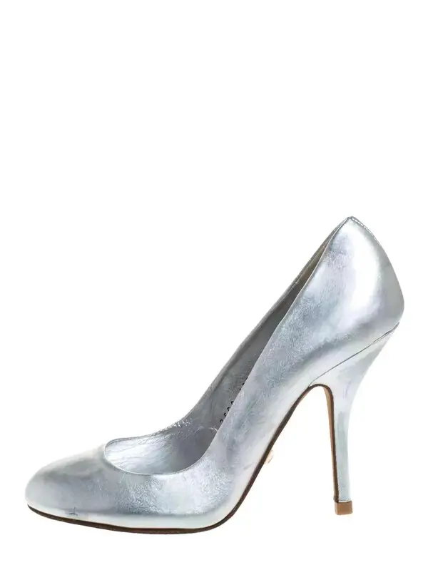 GINA 100mm Leather Pumps - Metallic