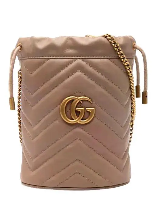 Gucci Gg Marmont Leather Matelassé Bucket Bag - Brown