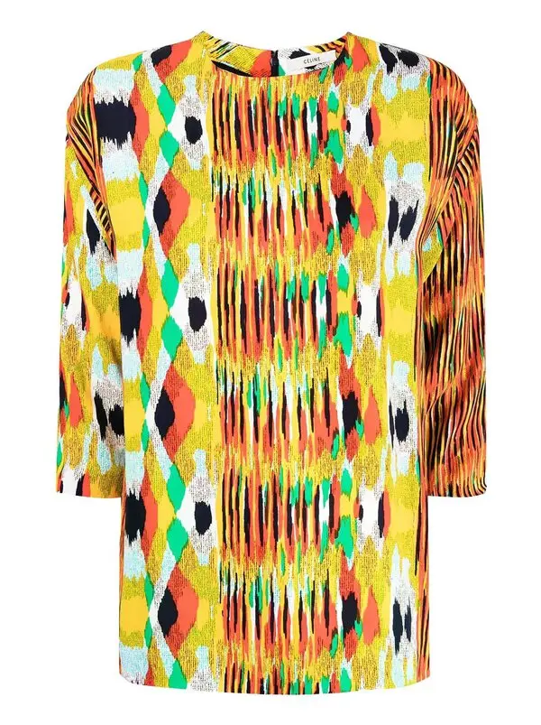 Celine 2000s Abstract Print Blouse - Orange