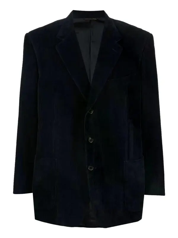 Pierre Cardin 1980s Notch Lapels Velvet Blazer - Blue